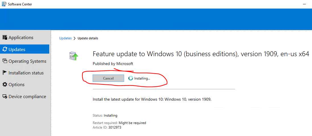 Windows 10 Feature Update Installation Failing. Error-0xC190012E ...